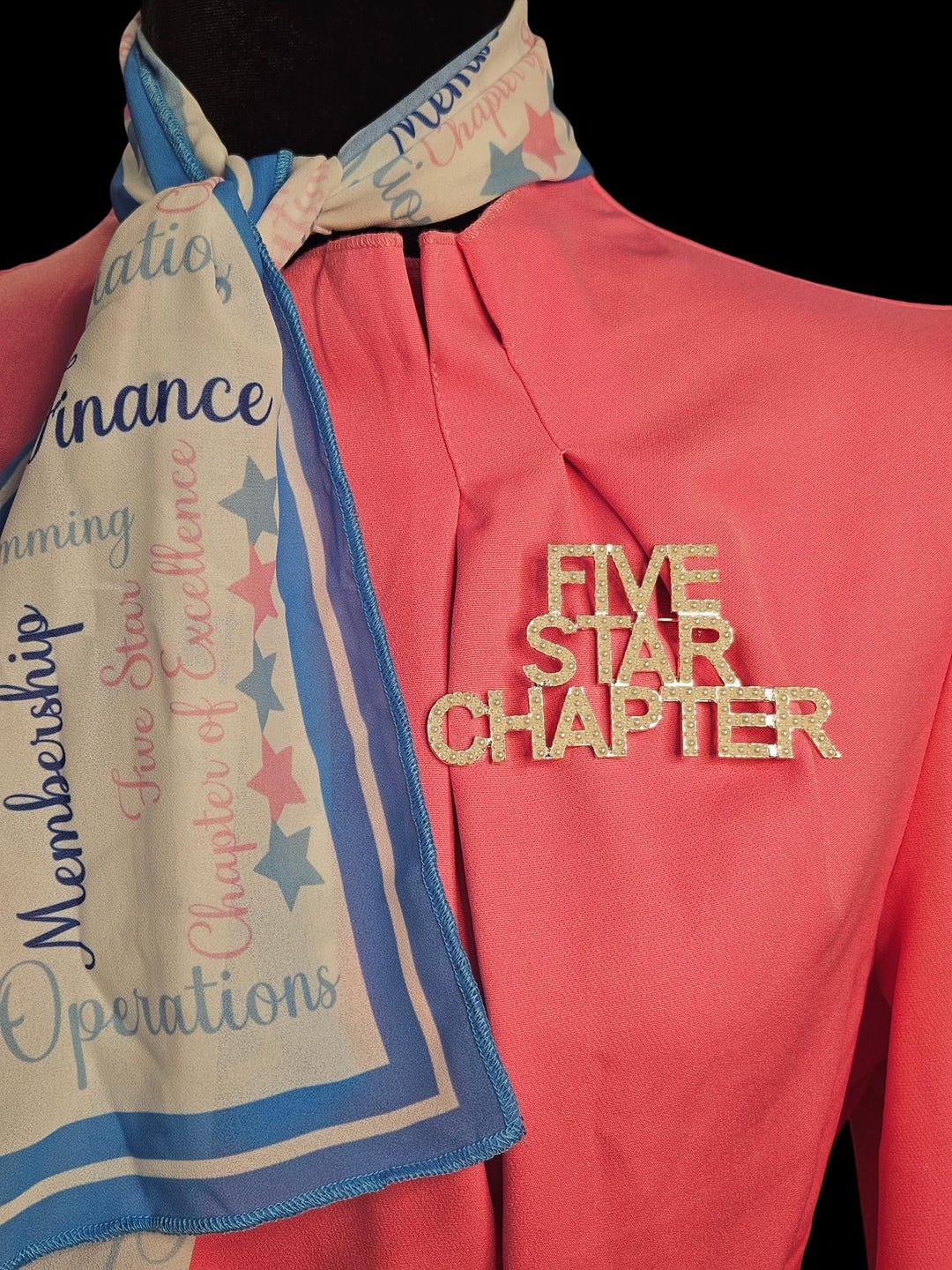 Five Star Chapter Pin With Pearls - 3" Length - Etsy