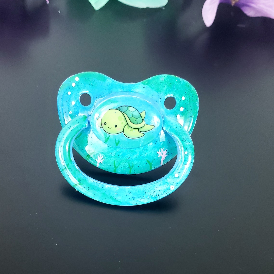 Hand Painted Adult Pacifier - Sea Turtle ABDL Adult Baby Pacifier for ...