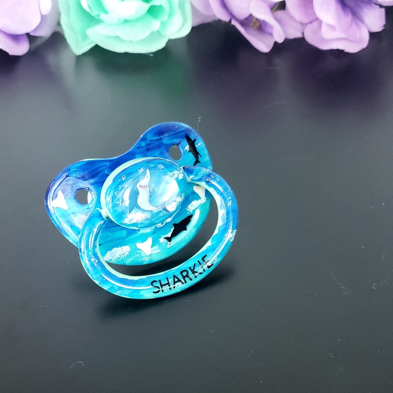 Hand Painted Adult Pacifier Shark ABDL Adult Baby Pacifier - Etsy