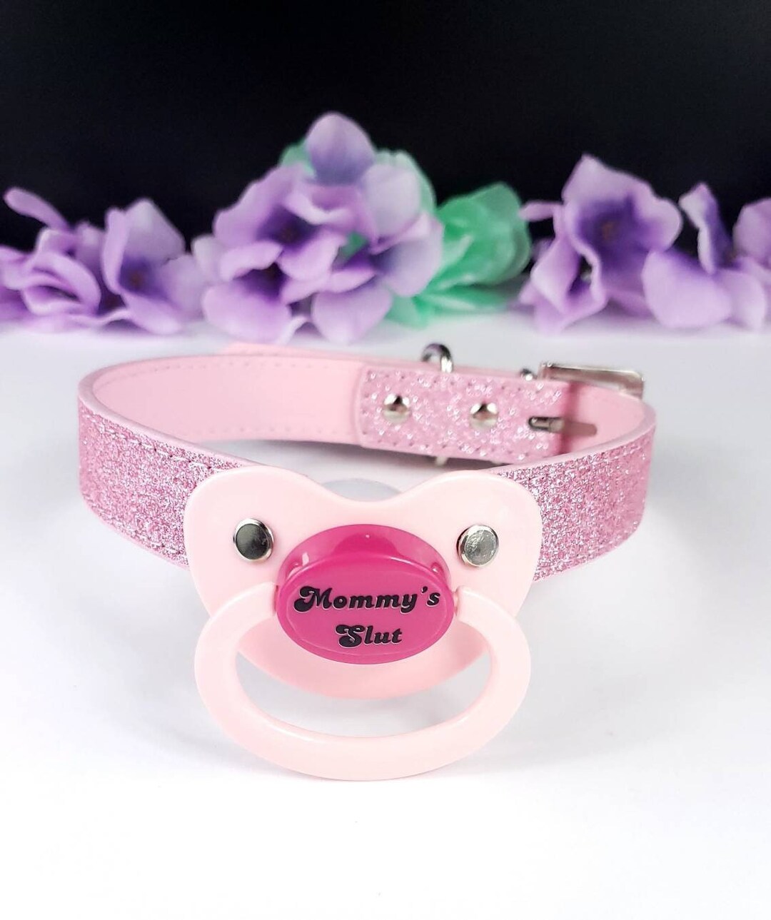 Mommys Slut Adult Pacifier Gag Pink Glitter Abdl Gag Ddlg Pacifier