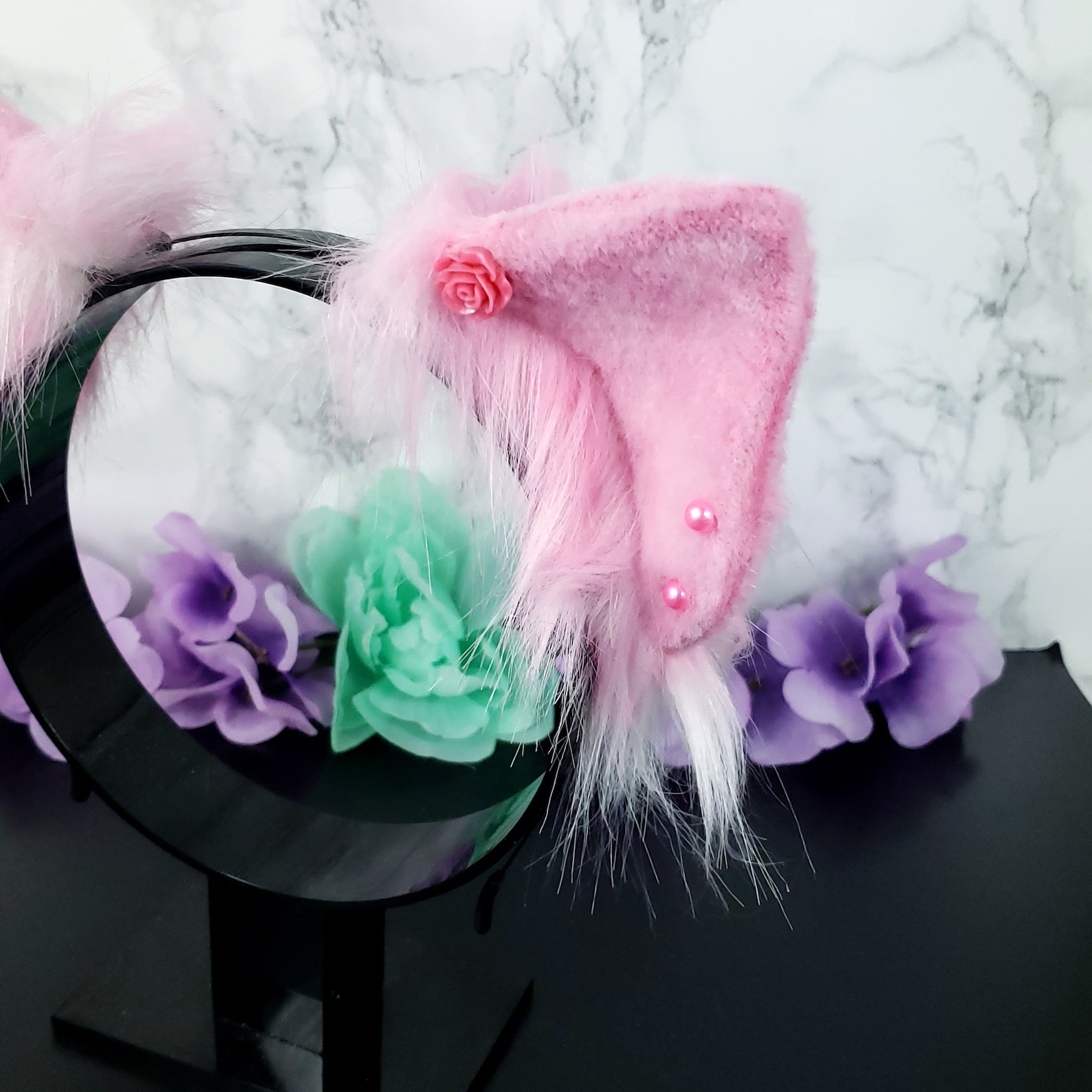Pig Ears Headband - Rose Pink Deco Cosplay Pig Ears - Adjustable ...