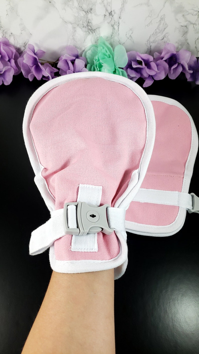 Pink Locking Hand Restraints ABDL Safety Mittens Pet Play - Etsy