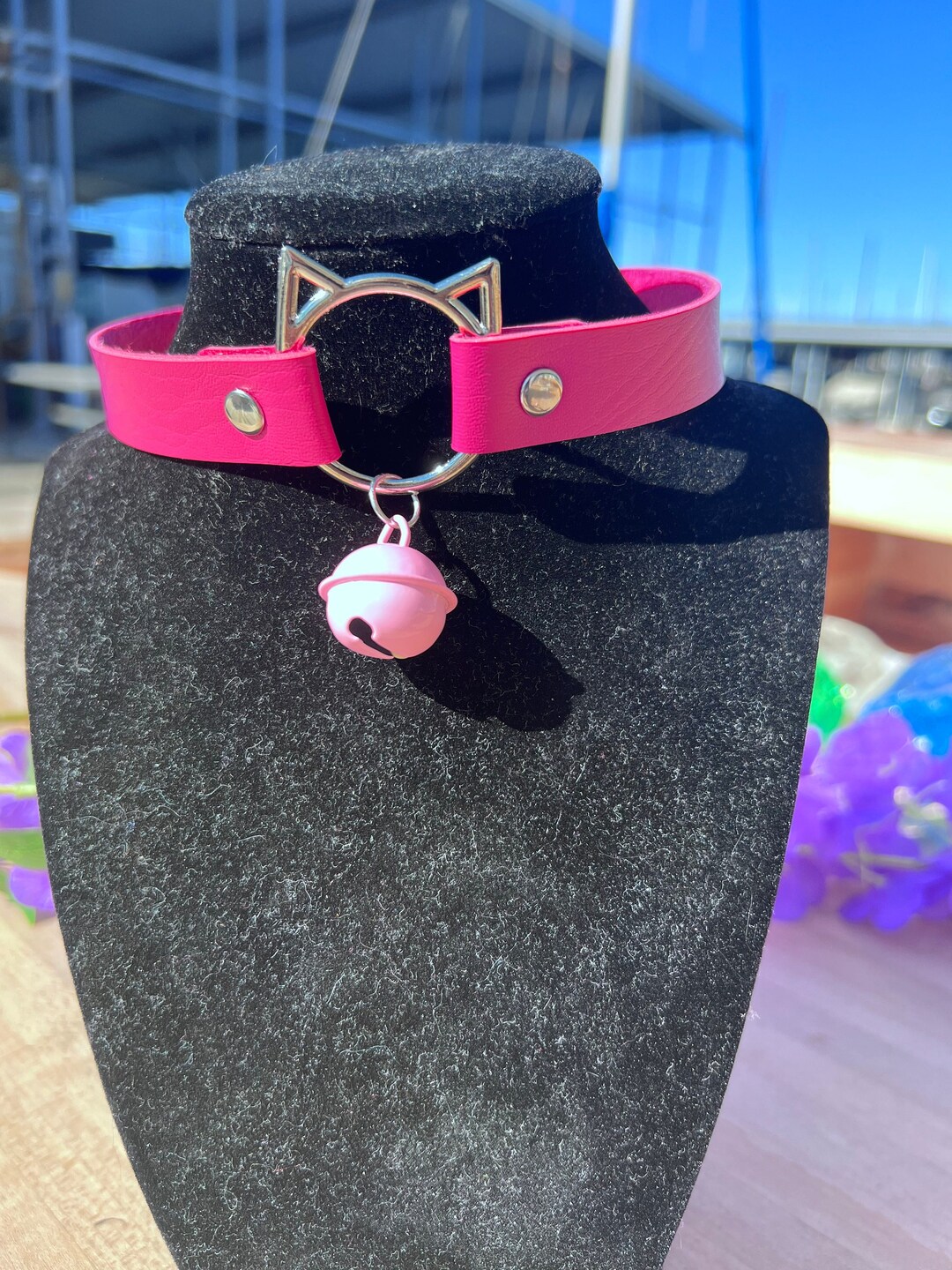 Bell Pet Play Collar - Cat Choker Necklace - Kitten Pet Play Choker ...