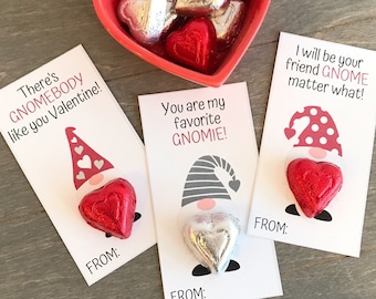 Printable Gnome Valentines for School Class, Gnome Valentine Cards ...