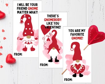 Printable Gnome Valentines for School Class, Gnome Valentine Cards ...