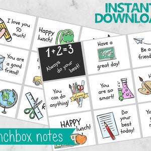 School Lunchbox Notes - Lunch Box Card - Printable Instant Download ...