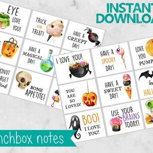 Halloween Lunch Box Notes - Printable Lunchbox Card Boys - Instant ...
