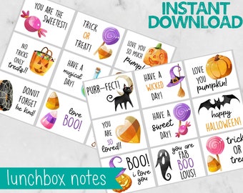 Halloween Lunch Box Notes Printable Lunchbox Card Boys | Etsy