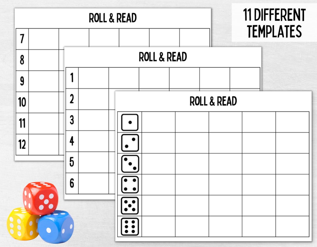 Roll & Read Reading Word, Phrase, Sentence Practice Sheet - Reading ...