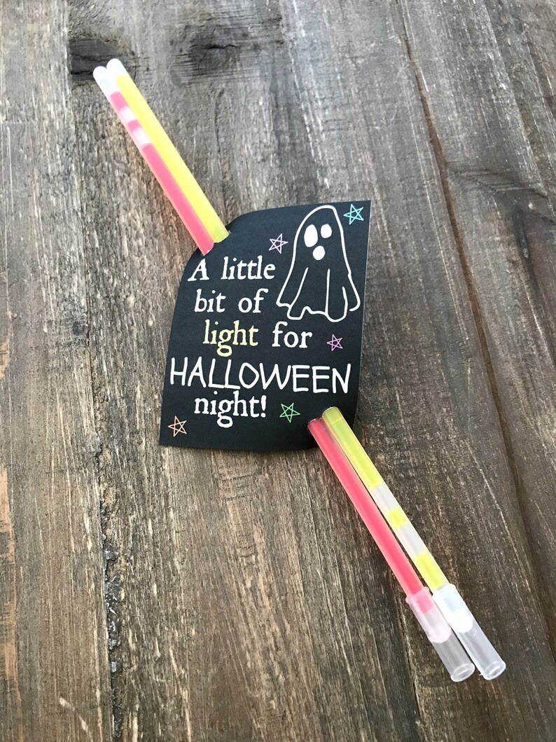 Halloween Glow Stick Tag - Glowstick Card Printable - Halloween Party ...