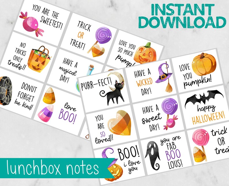 Halloween Lunchbox Notes Lunch Box Card Girls Printable - Etsy