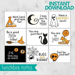 Halloween Lunchbox Notes - Lunch Box Card - Printable Instant Download ...