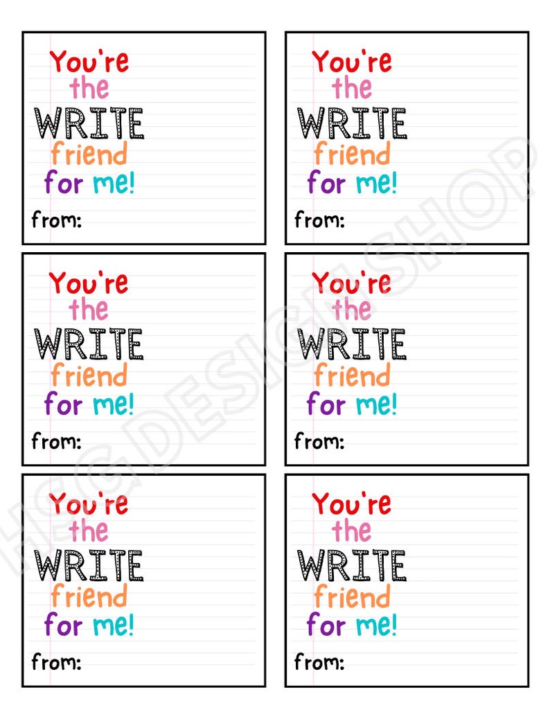 You're the WRITE Friend for Me Valentine Printable - Etsy