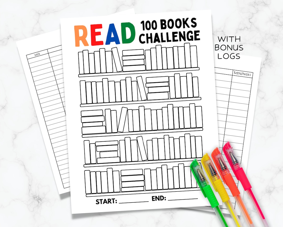 Printable Read 100 Books Challenge - Reading Log - Kids Reading Log ...