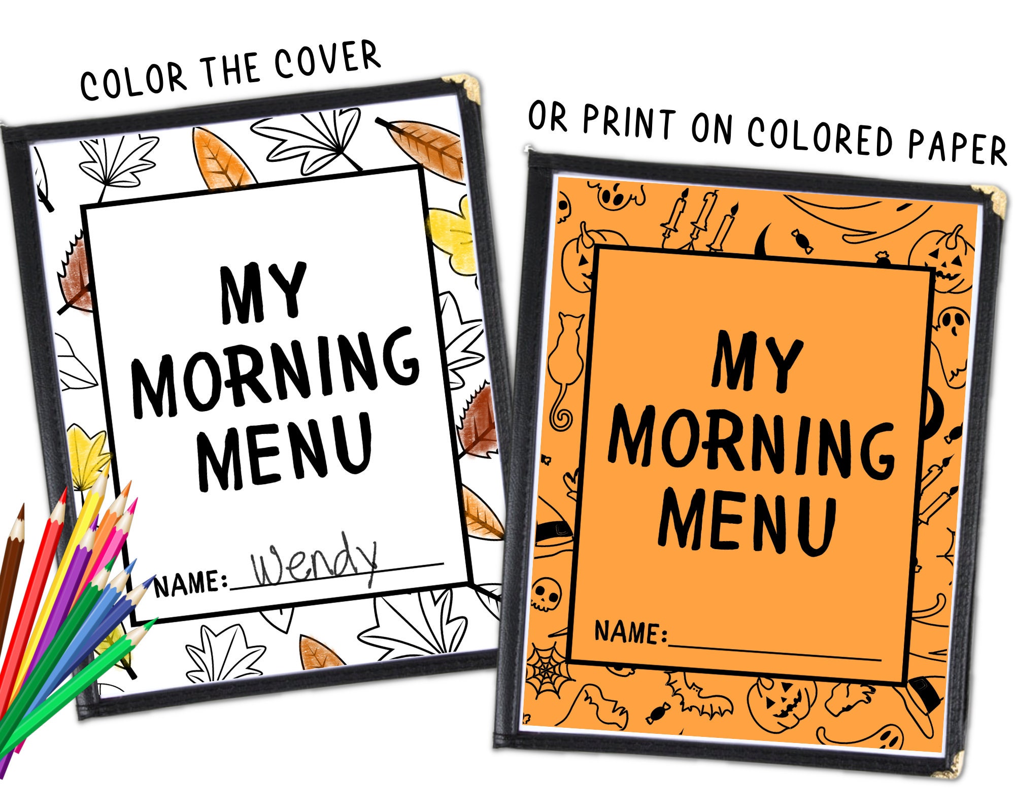 Morning Menu Printable Cover Bundle Seasonal Holiday - Etsy