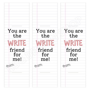 You Are the WRITE Friend for Me Valentine - Printable Pencil Valentine ...