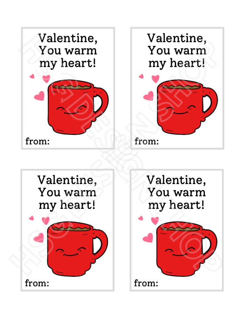 Printable Valentine Hot Chocolate Valentine You Warm My | Etsy