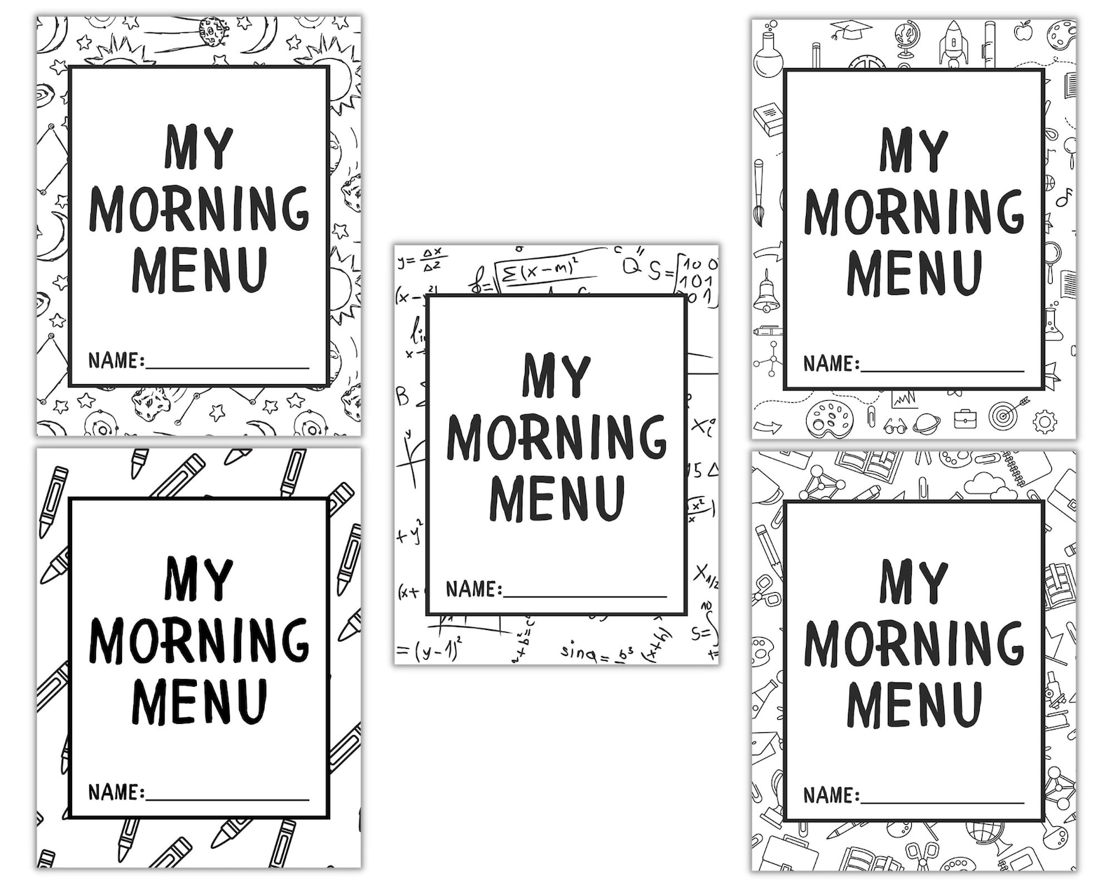 Morning Menu Printable Cover Bundle - Homeschool Menu Cover Download ...