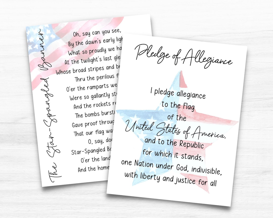 Printable National Anthem & Pledge of Allegiance - Star-spangled Banner ...