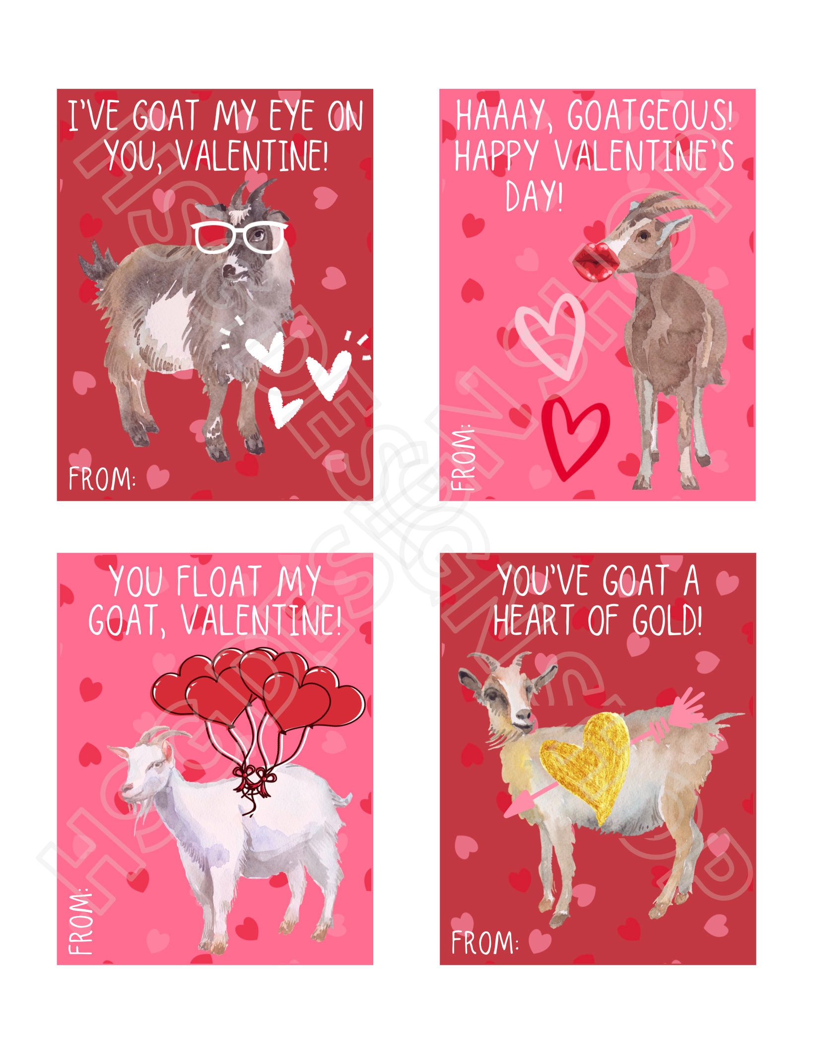 Printable Goat Valentines You've Goat My Heart Farm | Etsy