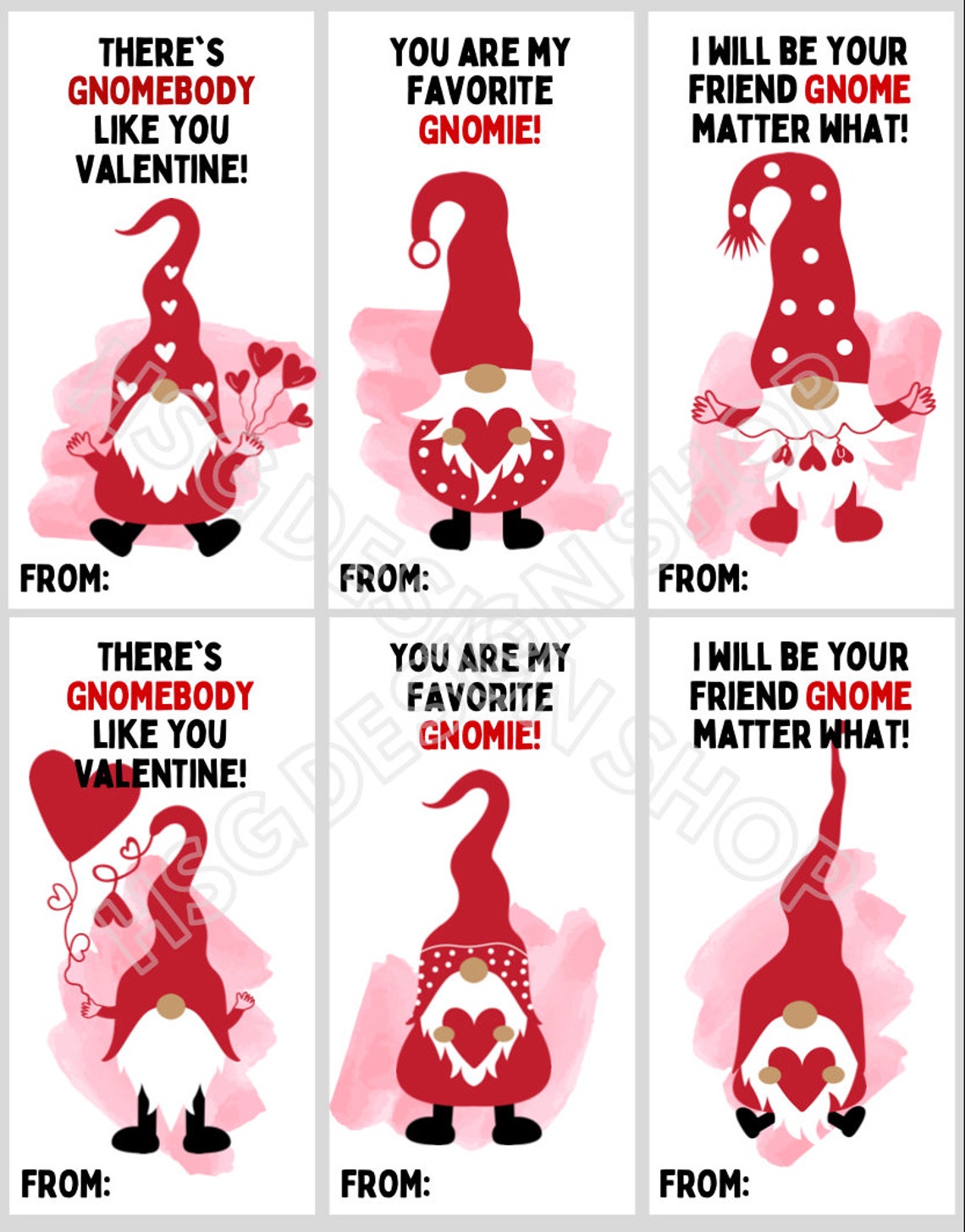 Printable Gnome Valentine for School Class Gnome Valentine - Etsy