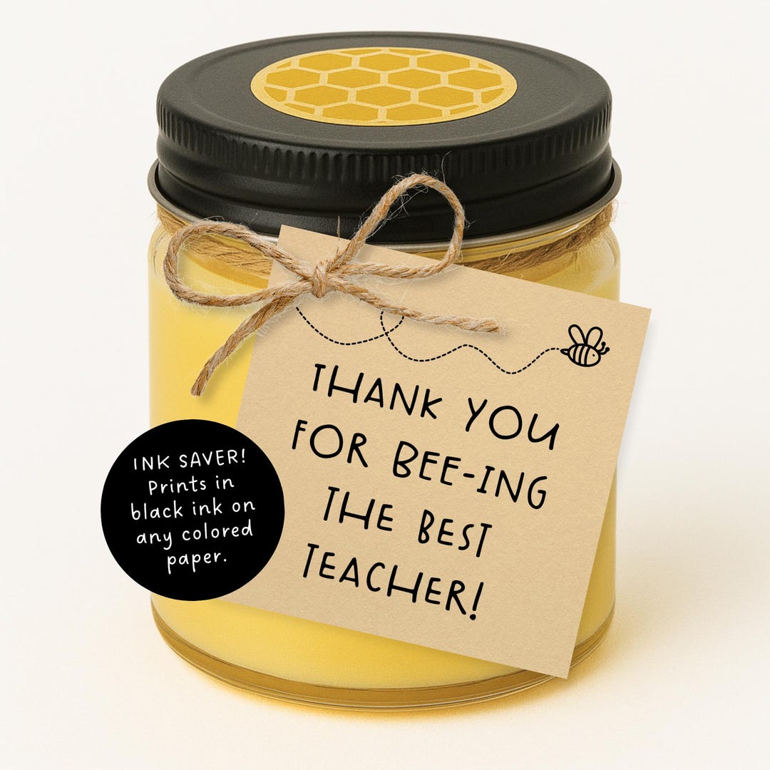 Printable 2.5" Gift Tag - Teacher Appreciation Gift Tag - Thank You Bee ...