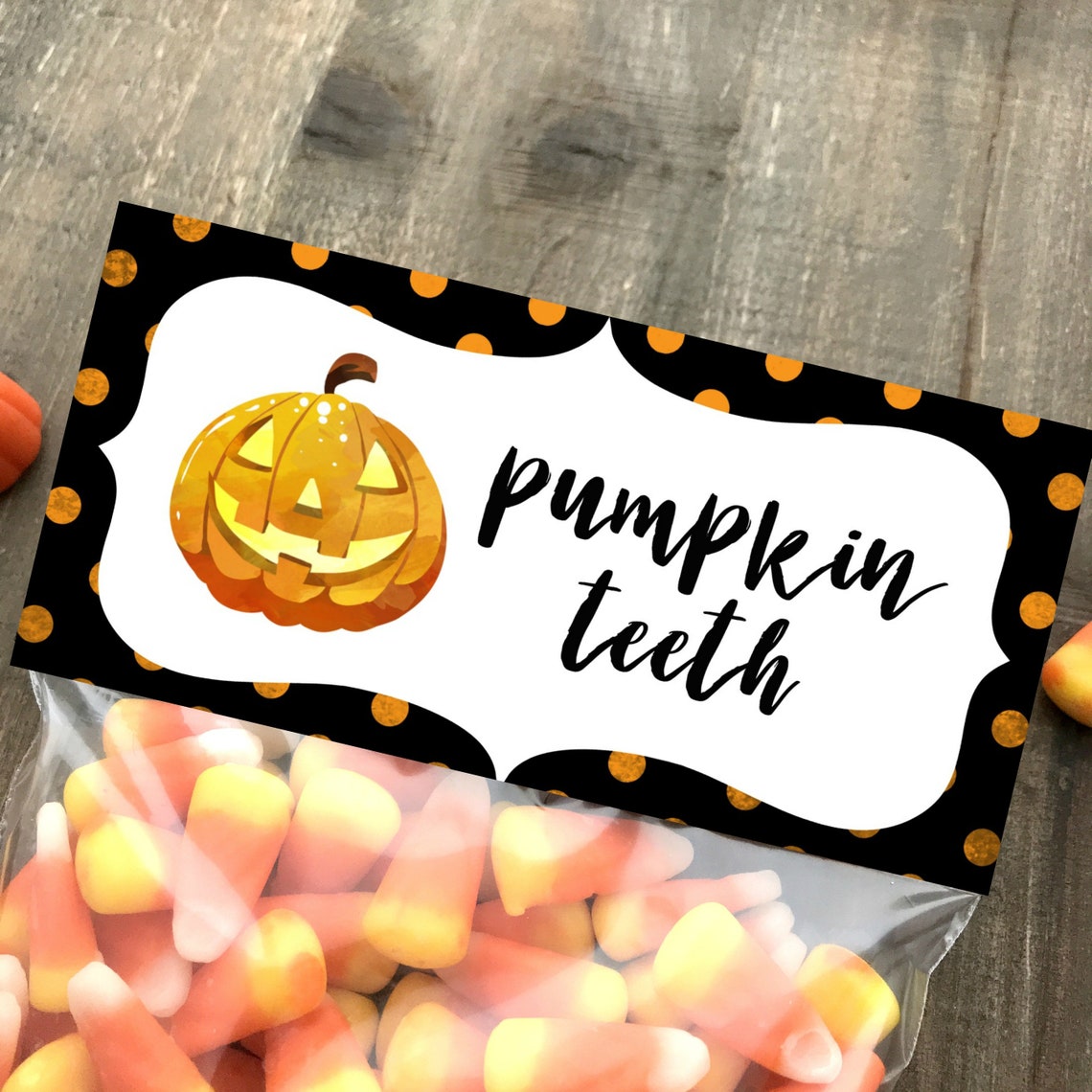 Pumpkin Teeth Halloween Bag Topper Candy Corn Treat Bag Top - Etsy