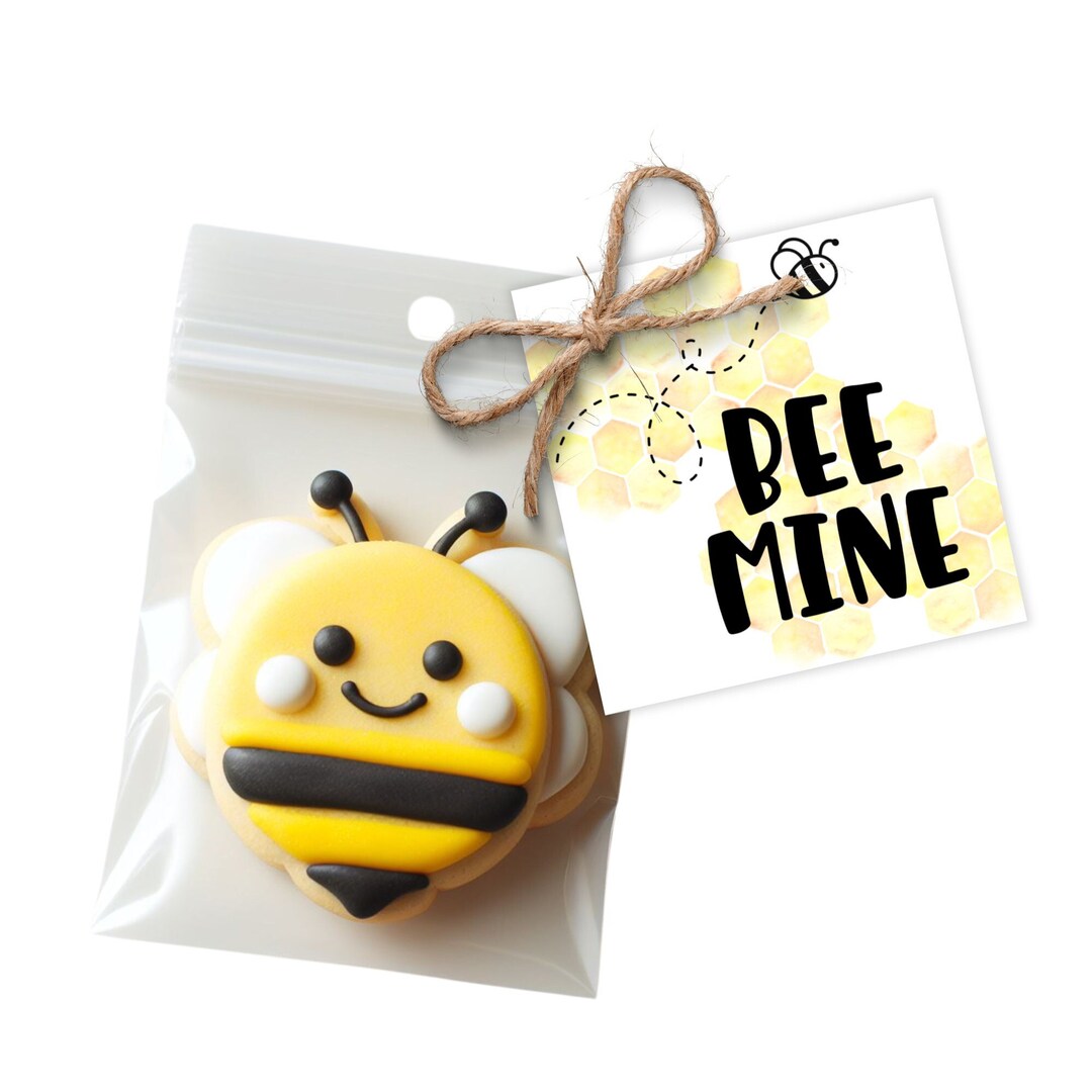 Printable 2 & 2.5 Gift Tag Cookie Tag Bee Mine Valentine's Day Card Bee ...