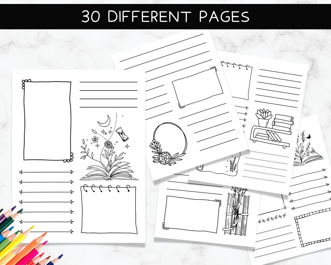 Book Notes Reading Journal - 30 Different Pages - Reading Notes for ...