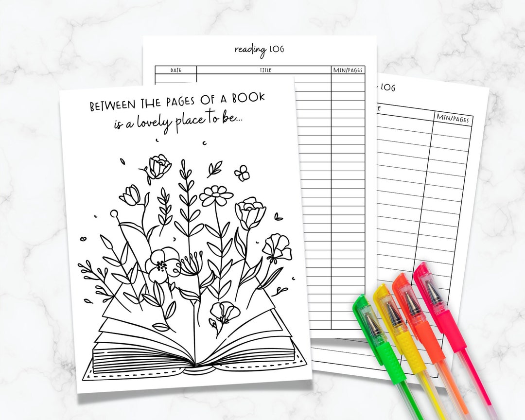 Printable Floral Reading Log Book Flowers Reading Journal Page Reading ...