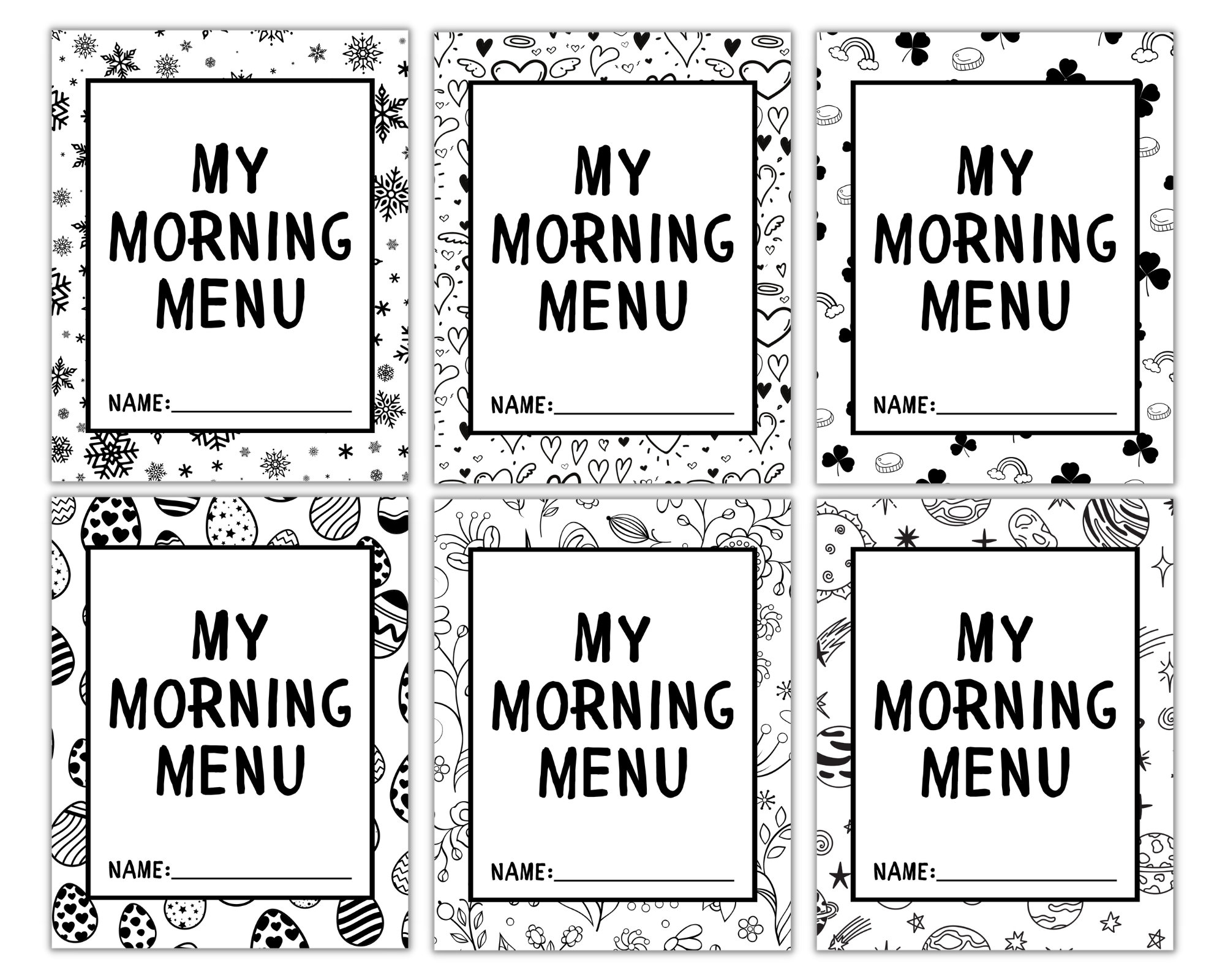 Morning Menu Printable Cover Bundle Seasonal Holiday - Etsy