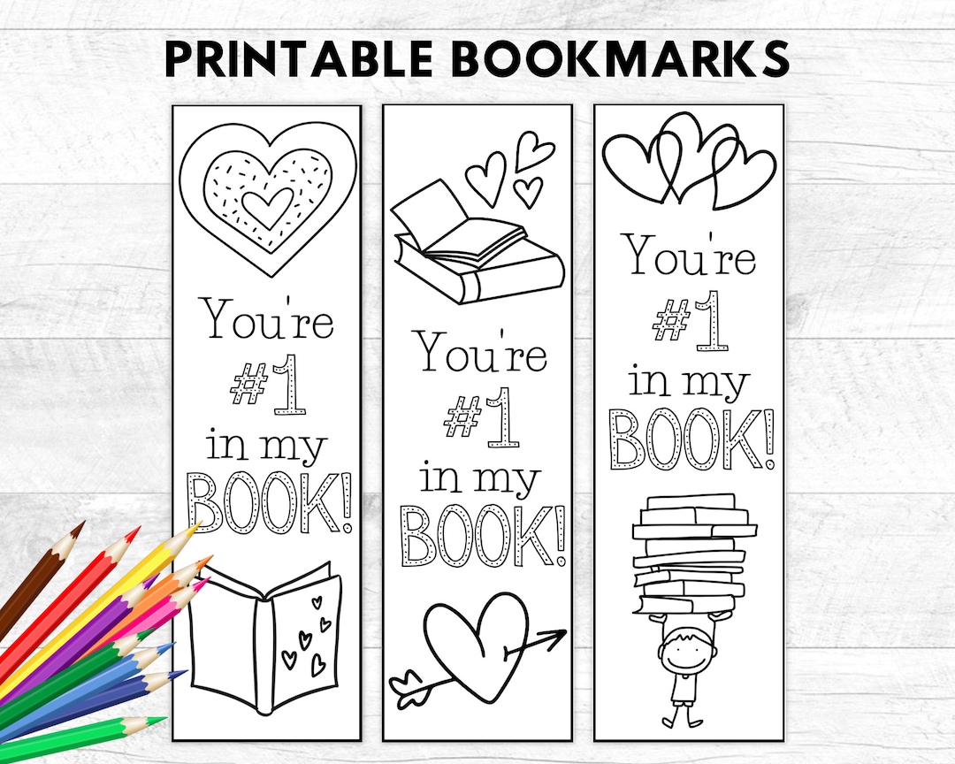 Printable Valentine Bookmark - Coloring Bookmark Valentine's Day Card ...