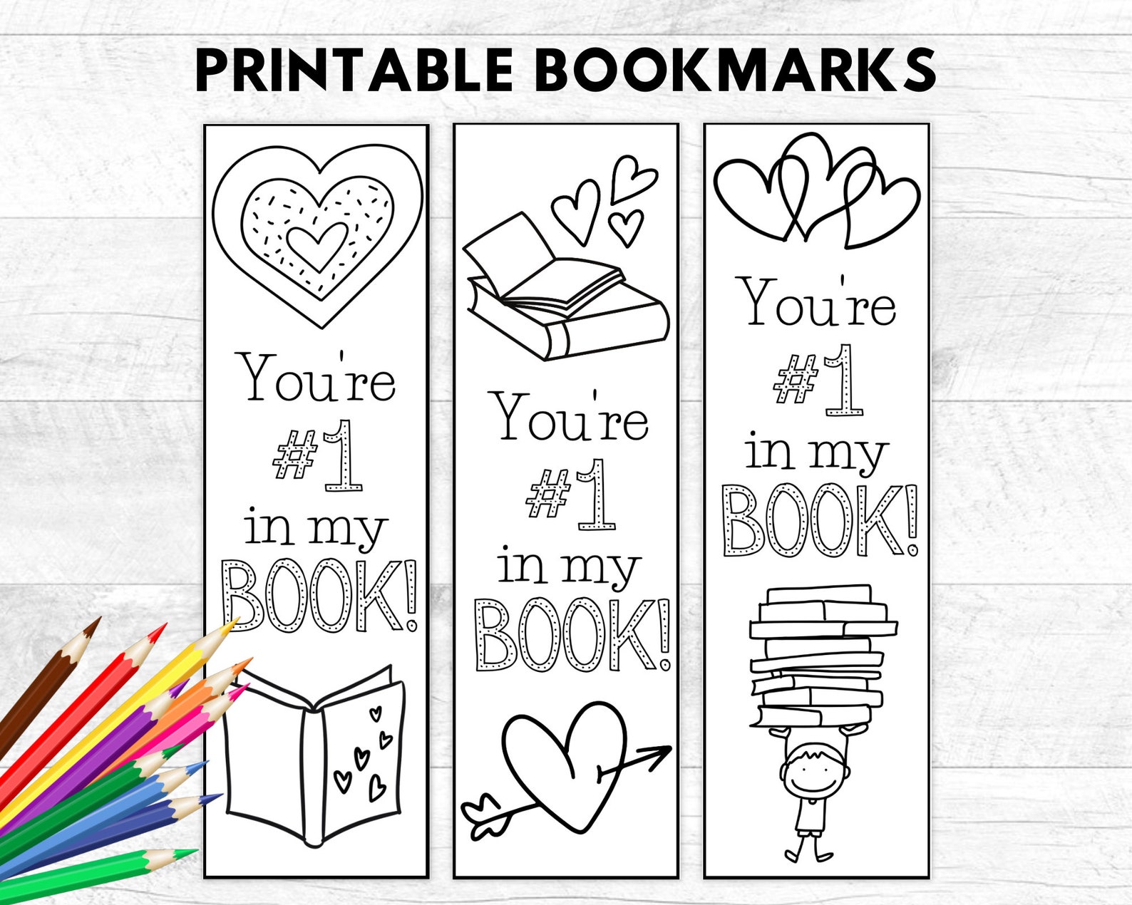 Printable Valentine Bookmark - Coloring Bookmark Valentine's Day Card ...