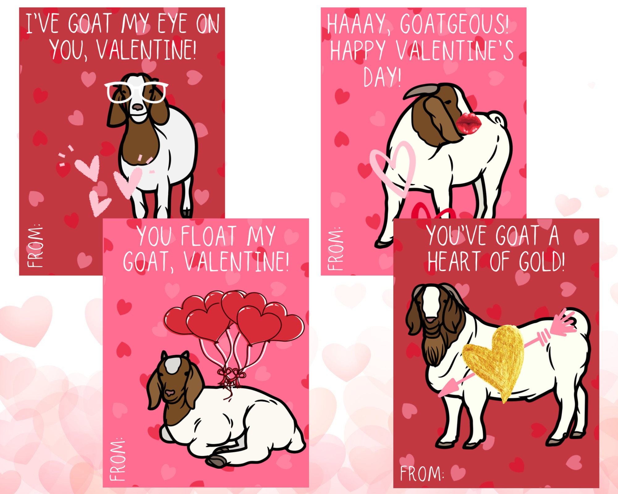 Printable Boer Goat Valentines - You've Goat My Heart - Farm Themed ...