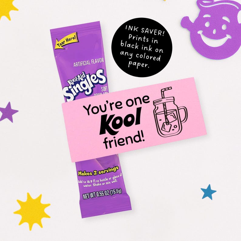 Printable Kool Aid Tag - Digital Download Gift Tag - Summer Friend Gift ...