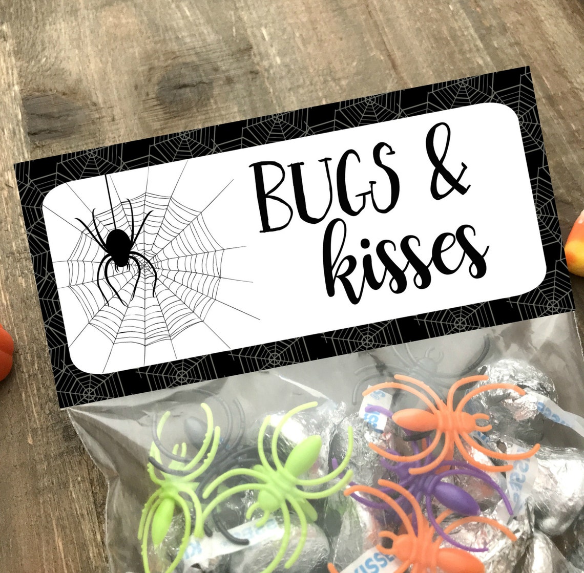 Bugs and Kisses Halloween Bag Topper Treat Bag Top | Etsy