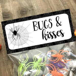 Bugs and Kisses Halloween Bag Topper - Treat Bag Top - Printable Candy ...