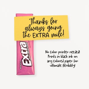 Printable Extra Gum Treat Tag - Digital Download Gift Tag - Thank You ...