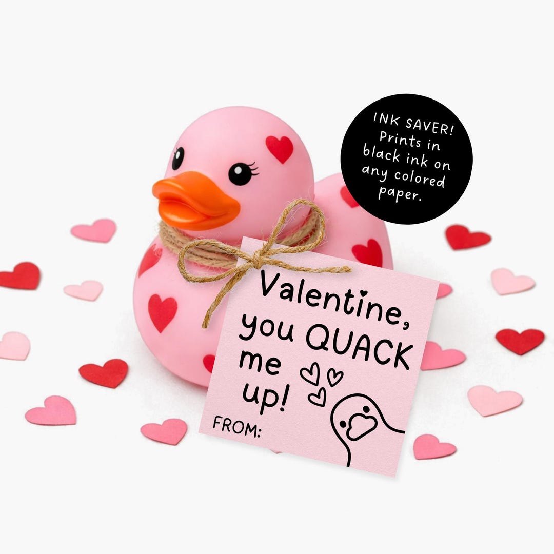 Printable 2.5" Gift Tag - Valentine You Quack Me up - Rubber Duck ...