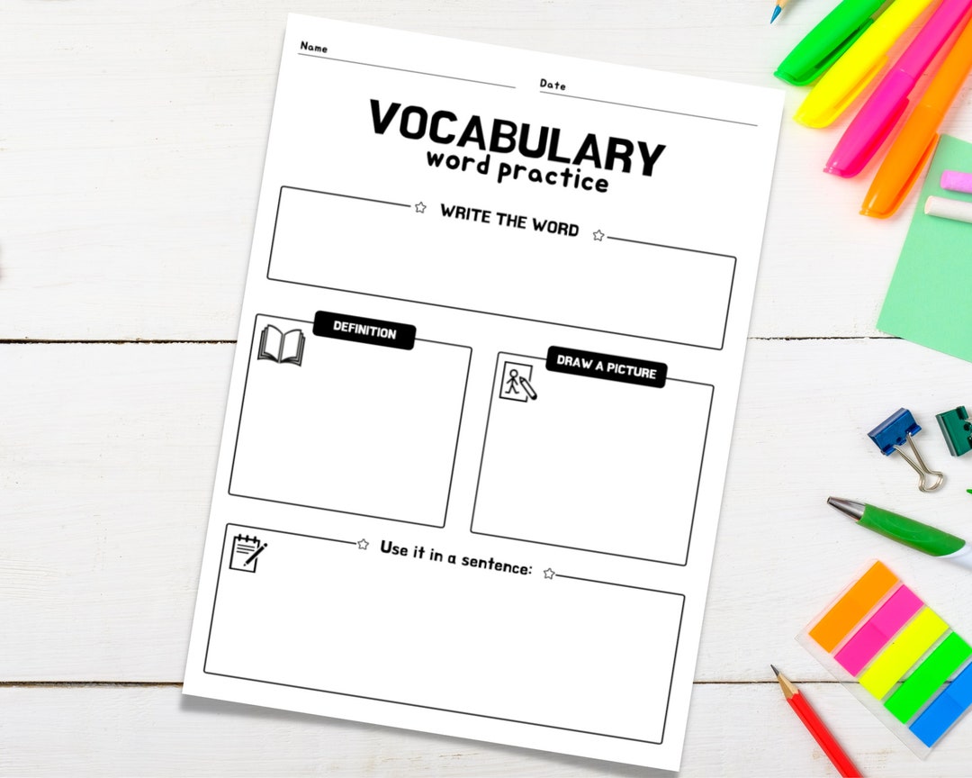 Printable Vocabulary Word Practice Sheet - Vocabulary Worksheet ...