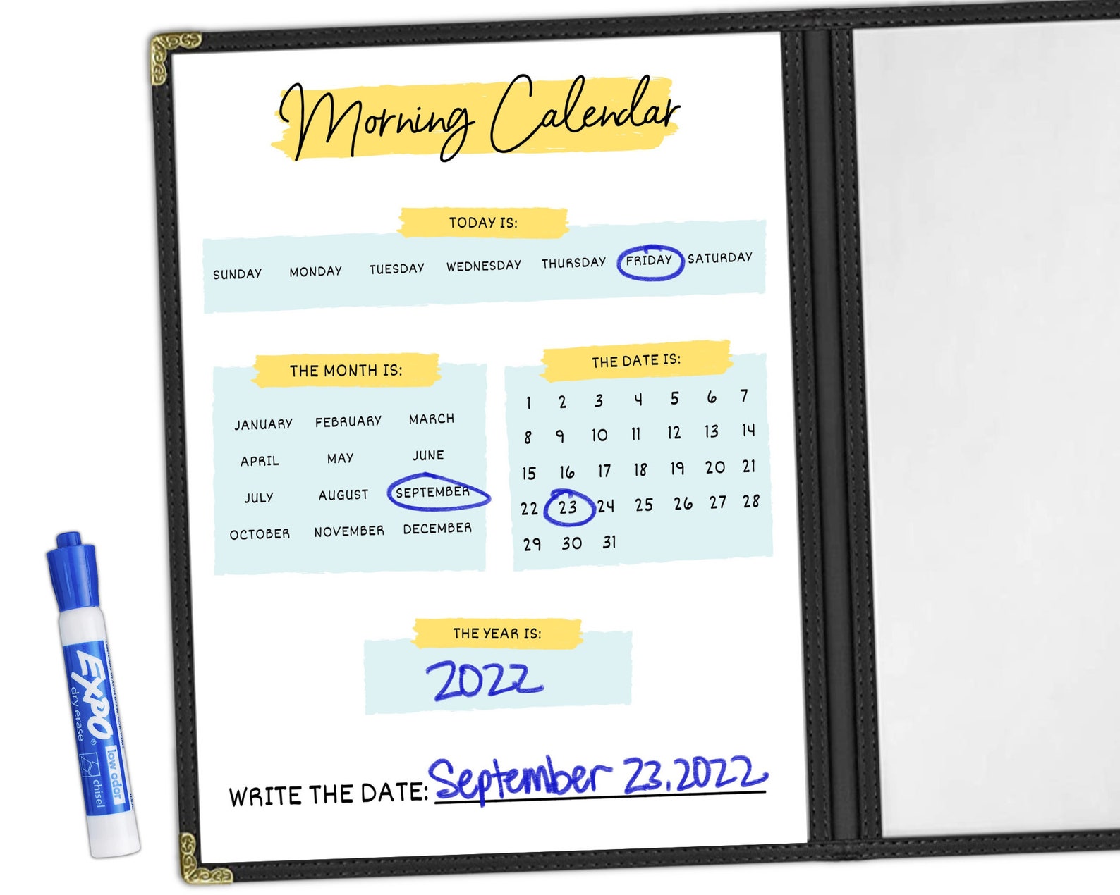 Printable Morning Calendar - Morning Menu Calendar - Dry Erase Calendar ...
