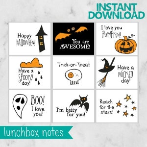 Halloween Lunchbox Notes - Lunch Box Card - Printable Instant Download ...