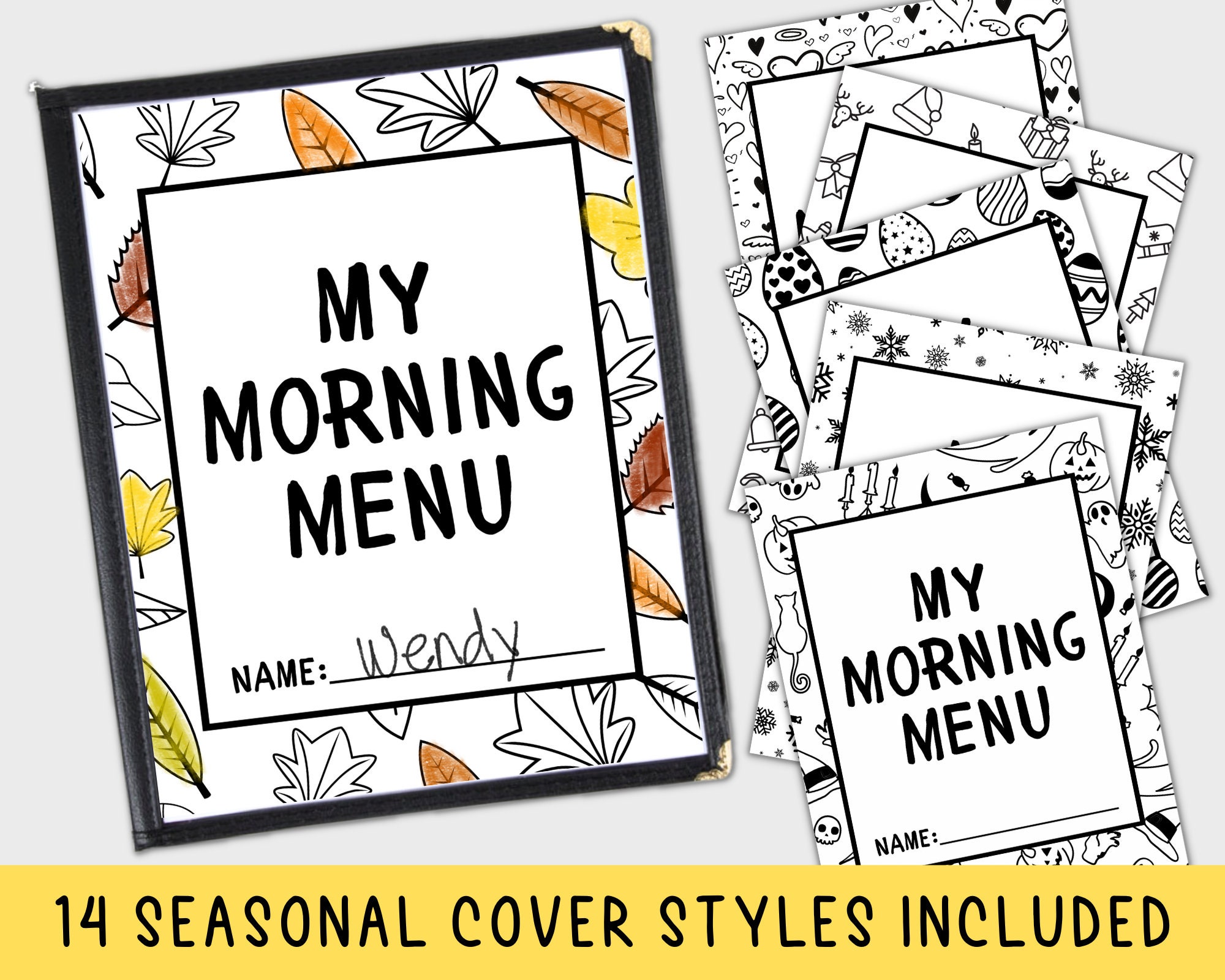 Morning Menu Printable Cover Bundle Seasonal Holiday - Etsy