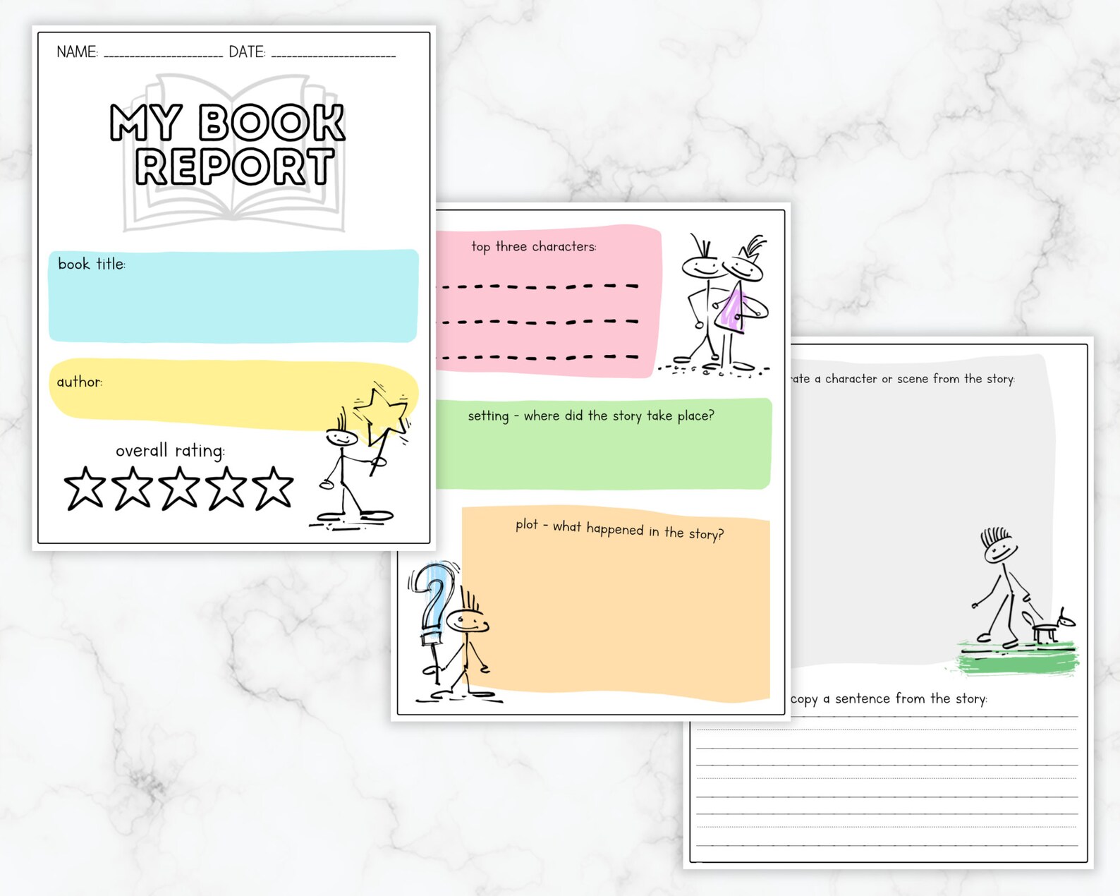Printable Kid Book Report - Elementary Book Report - Book Review ...