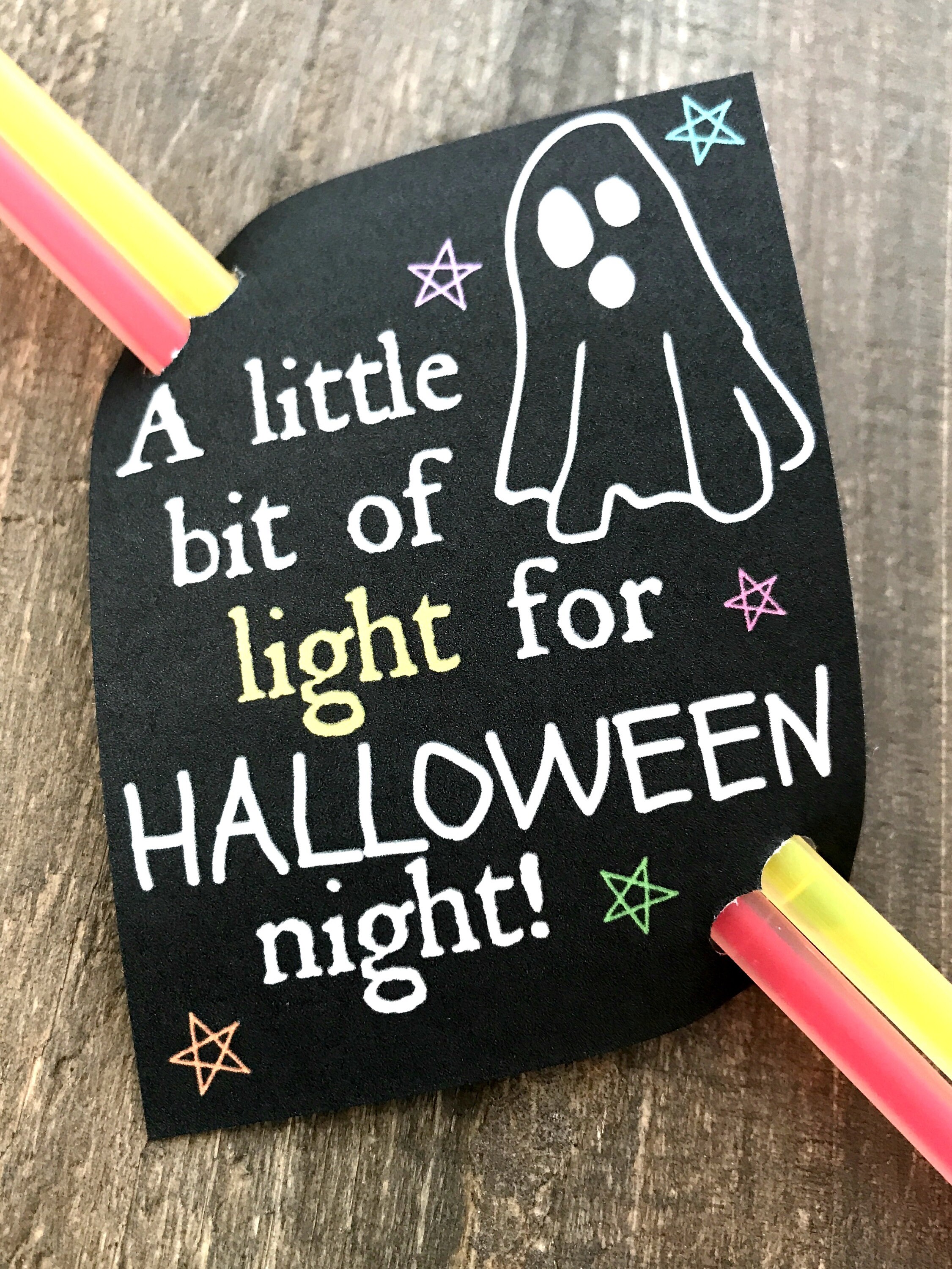 Halloween Glow Stick Tag Glowstick Card Printable - Etsy