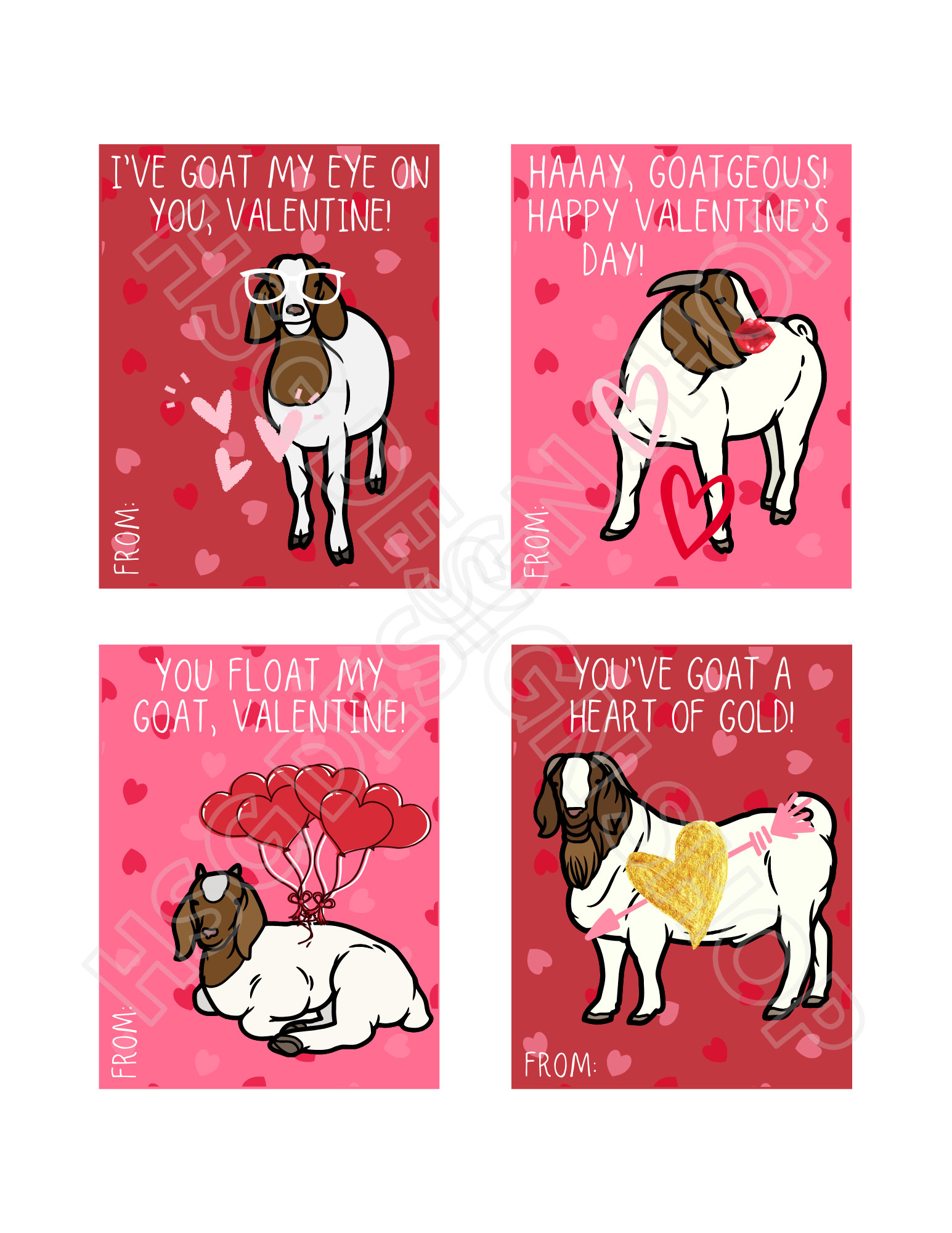 Printable Boer Goat Valentines - You've Goat My Heart - Farm Themed ...