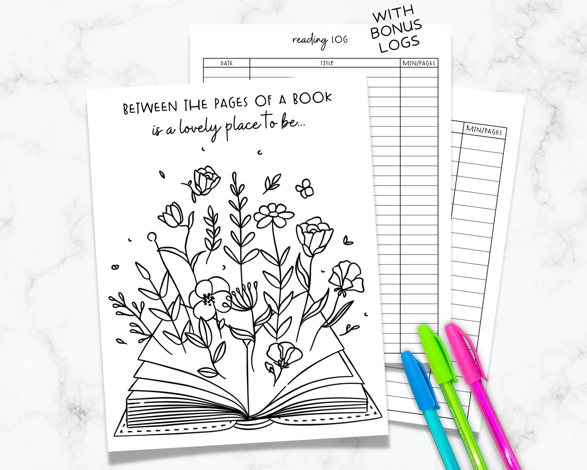 Printable Floral Reading Log - Book Flowers Reading Journal Page ...