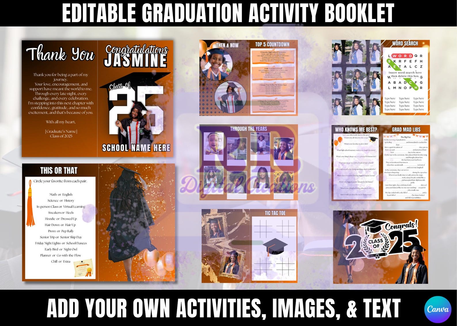 Editable Graduation Activity Booklet | Class of 2025 Senior Memory Book ...
