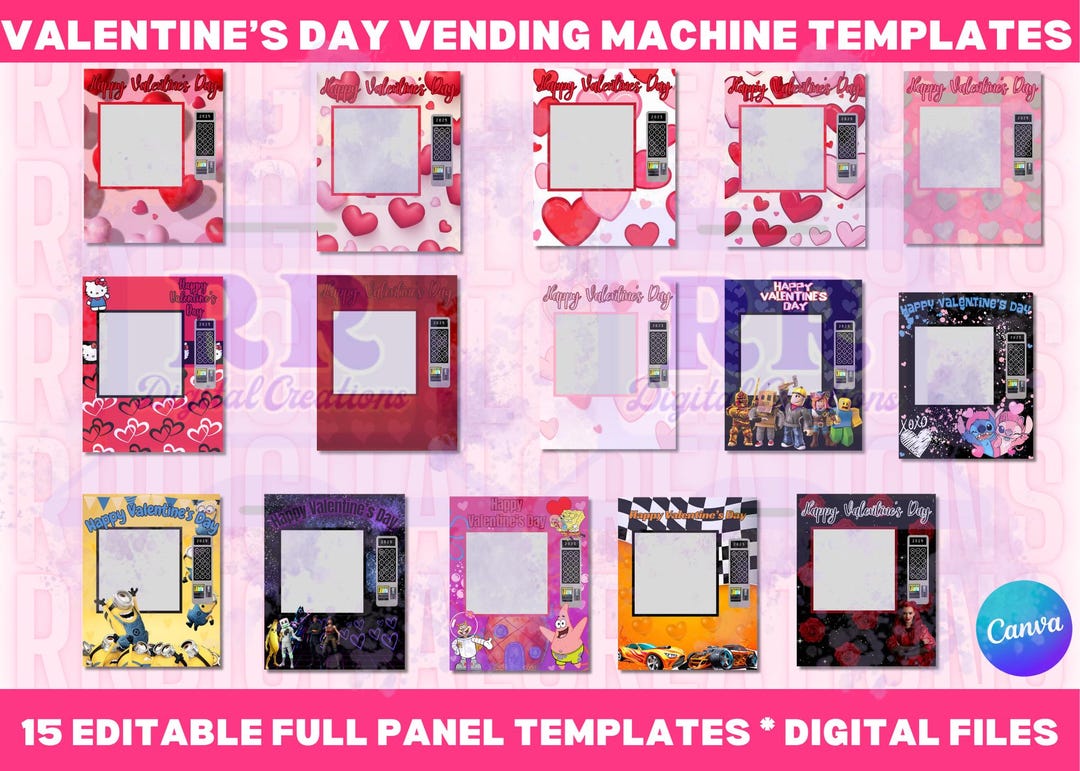 Valentine's Day Vending Machine Templates: Editable 8x10 Full Panel ...