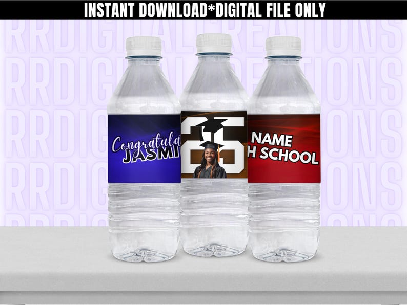 Graduation Water Bottle Labels Template: Editable Canva Design (digital ...